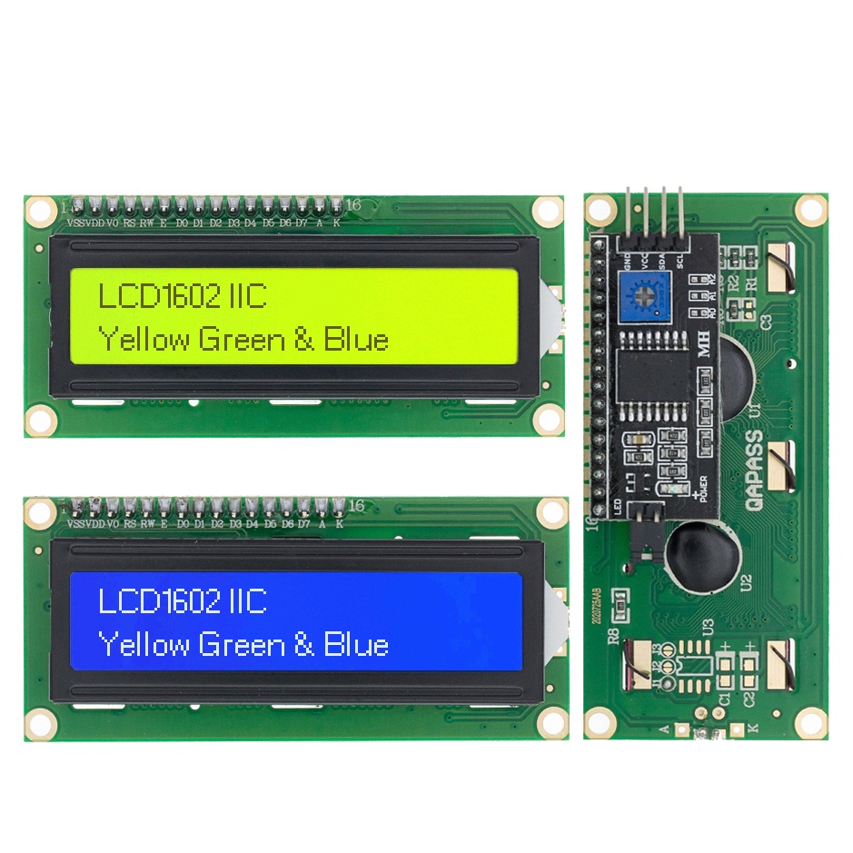 LCD1602 1602 LCD Módulo Azul/Amarillo Pantalla Verde LCD1602 + I2C/IIC 16x2 Personaje PCF8574T ...