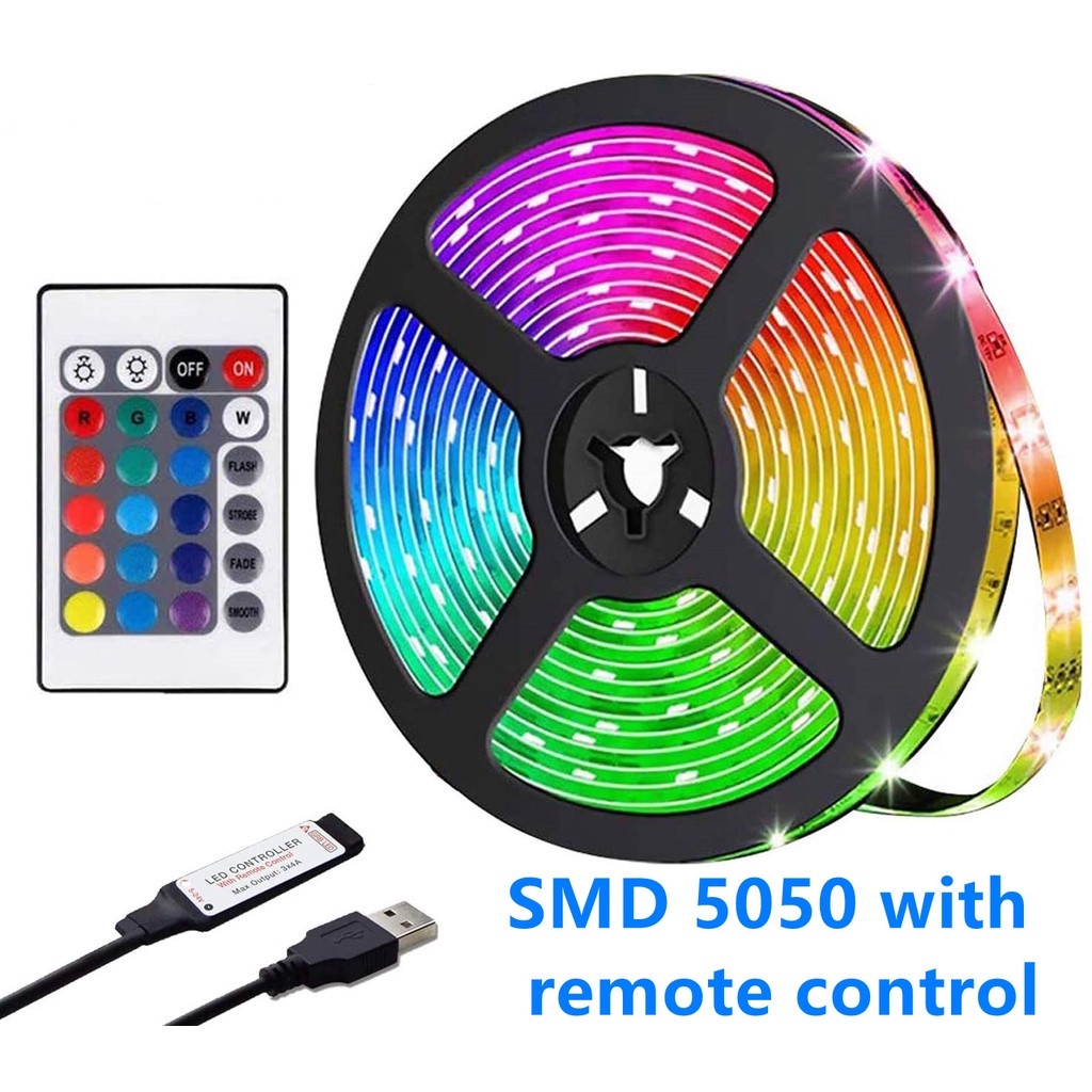 tira de luces led 5m/rollo rgb luz led 5050 dc 5v flexible diodo cinta cinta conjunto completo ...
