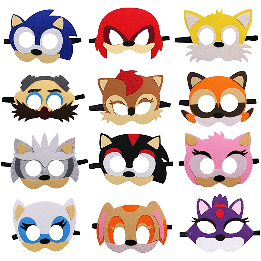 12pcs Sonic Hedgehog Mascaras De Fieltro Niños Fiesta Favores Temática ...
