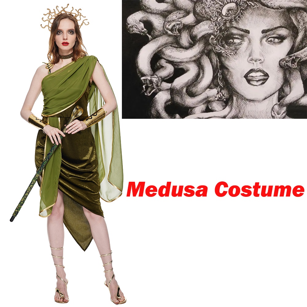 Disfraz De Mujer Sexy Medusa Belleza Griega Diosa Cosplay Vestidos De Lujo Dama Halloween