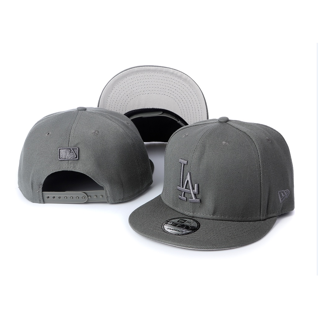 MLB Dodgers LA Black Sombrero De Ala Plana Gris Fondo Ancho Ancha ...