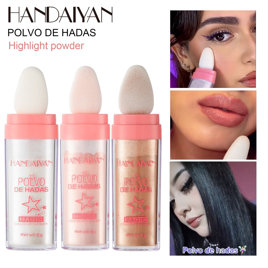 HANDAIYAN 3 Colores Iluminador Polvo De Hadas Brillo Contorno Rubor Maquillaje Para Cara Cuerpo ...