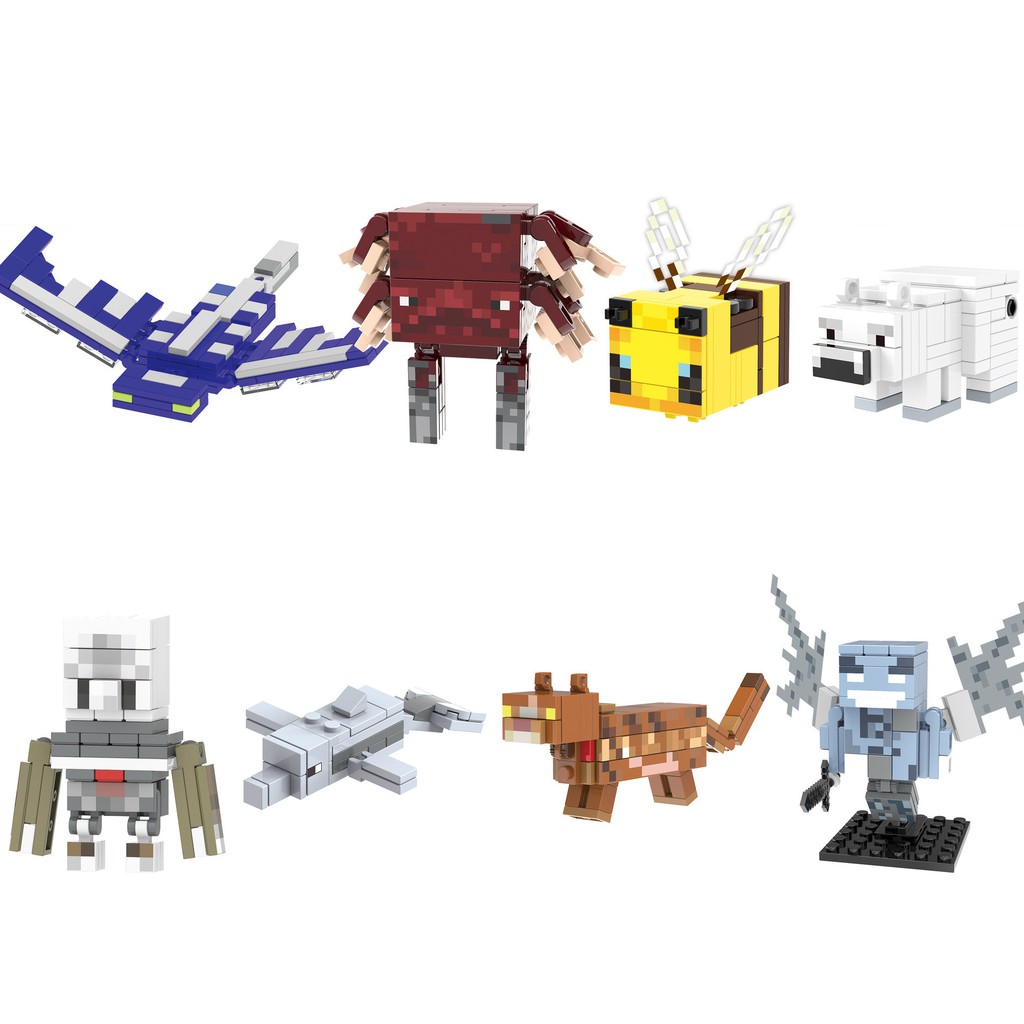 Toy Minecraft bloques de construcción personajes Strider Polar Bear Cat ...