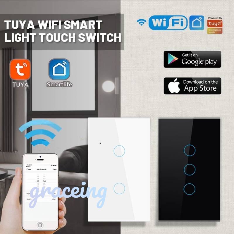 Tuya wifi Smart Wall Switch WIFI 110-250V apoyo IOS / Android Smart ...