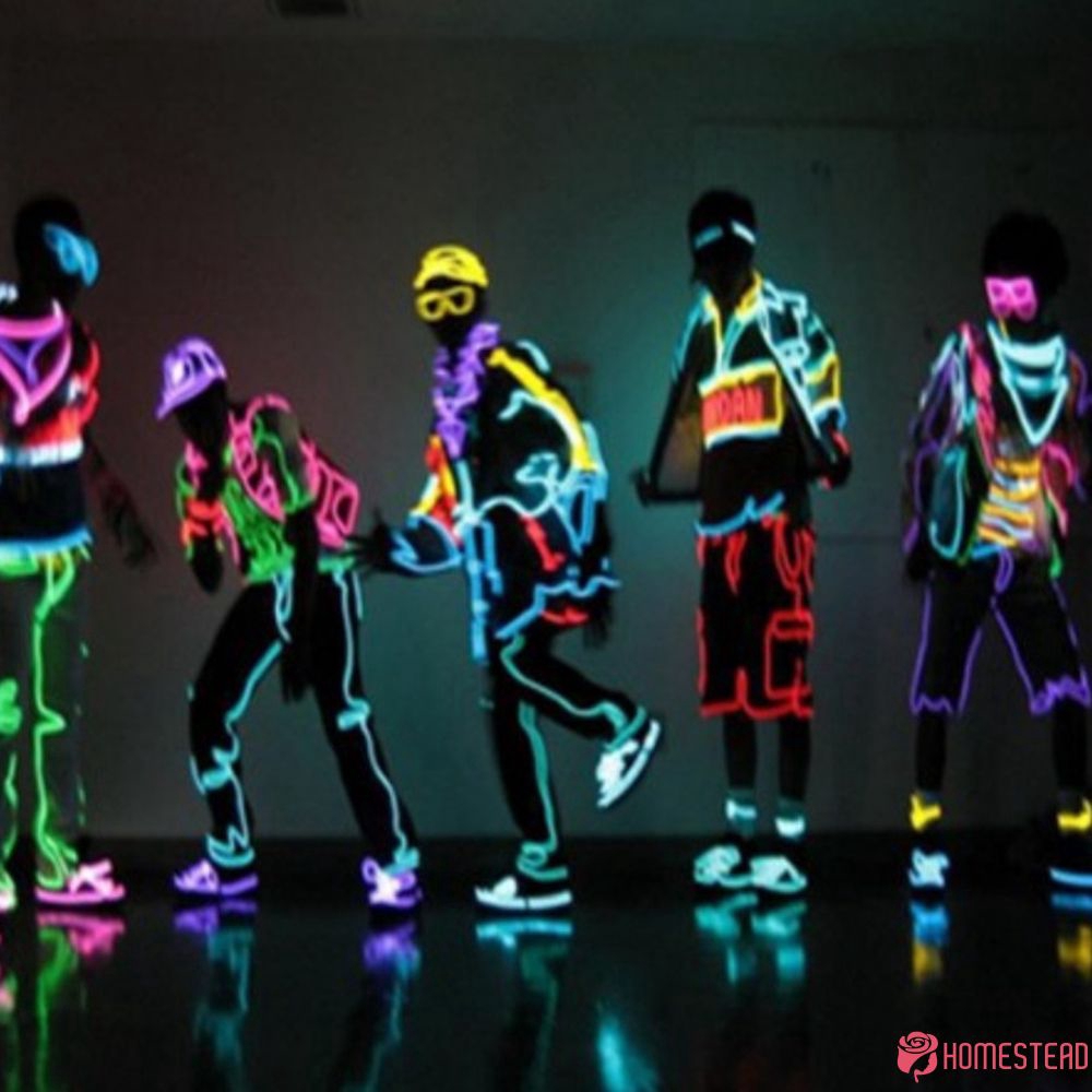 Hilo De brillo El Cabo Led Neon fiesta De baile De navidad Trajes Diy ...