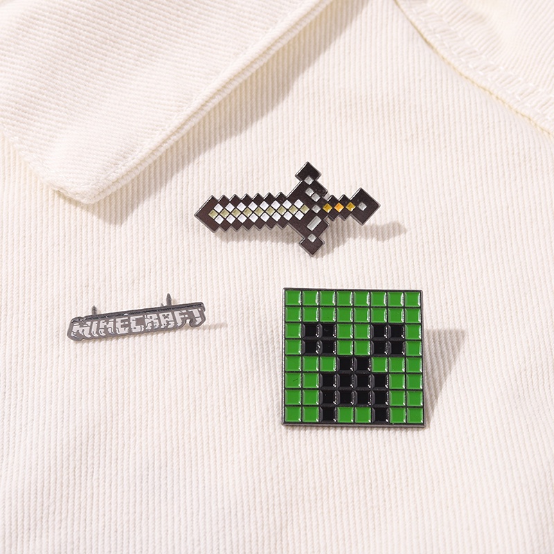 Juego De Dibujos Animados Minecraft Esmalte Pins Anime Broche Arma ...