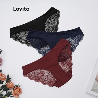 Lovito Panties Sexy Liso Combinado Encaje Fino L18X236 (Azul Oscuro ...