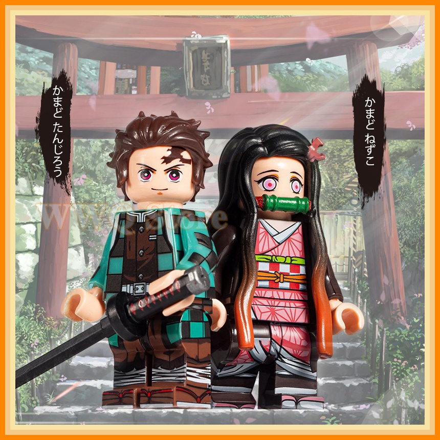 Minifigures Anime Demon Slayer Nezuko Akaza Zenitsu Building Blocks ...