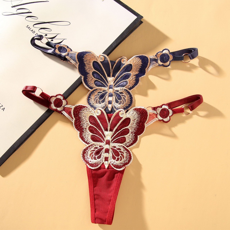 Bragas Sexys Para Mujer Tangas De Encaje Con Elementos De Mariposa
