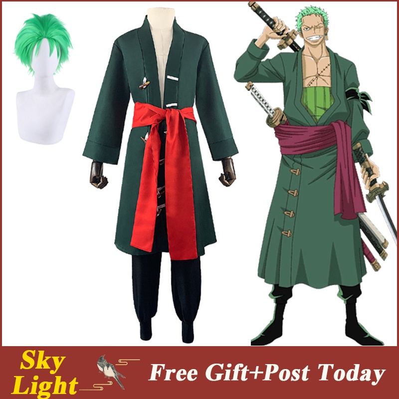 Anime Roronoa Zoro Cosplay Disfraz Conjunto De Ropa Verde Traje O ...