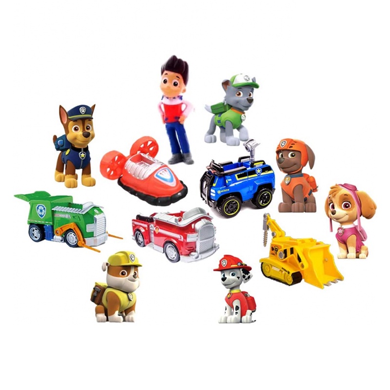 Paw Patrol 12 Unidsset Patrulla Canina Figura De Acción Pastel Taza Top Mini Figuritas Niños