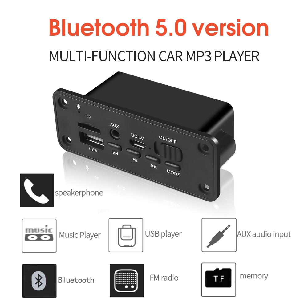 Radio DC 5V Bluetooth WMA Decodificador de tarjeta Módulo de audio USB ...