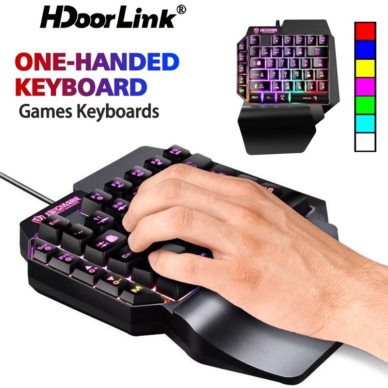 HdoorLink USB F6 Teclado Mecánico Para Juegos De Una Mano RGB ...