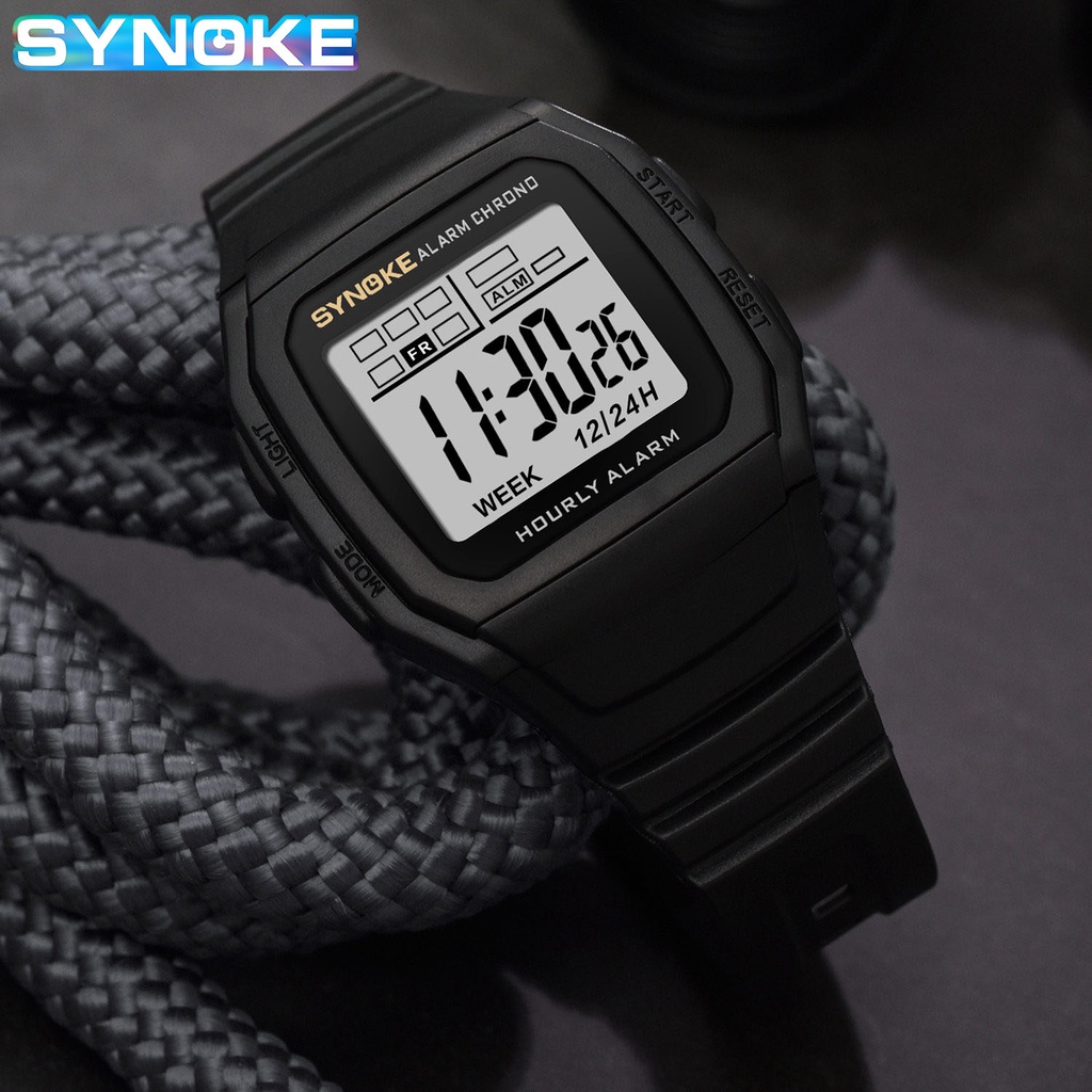 SYNOKE Relojes De Hombre Pantalla LED Temporizador 12/24 horas Relojes ...