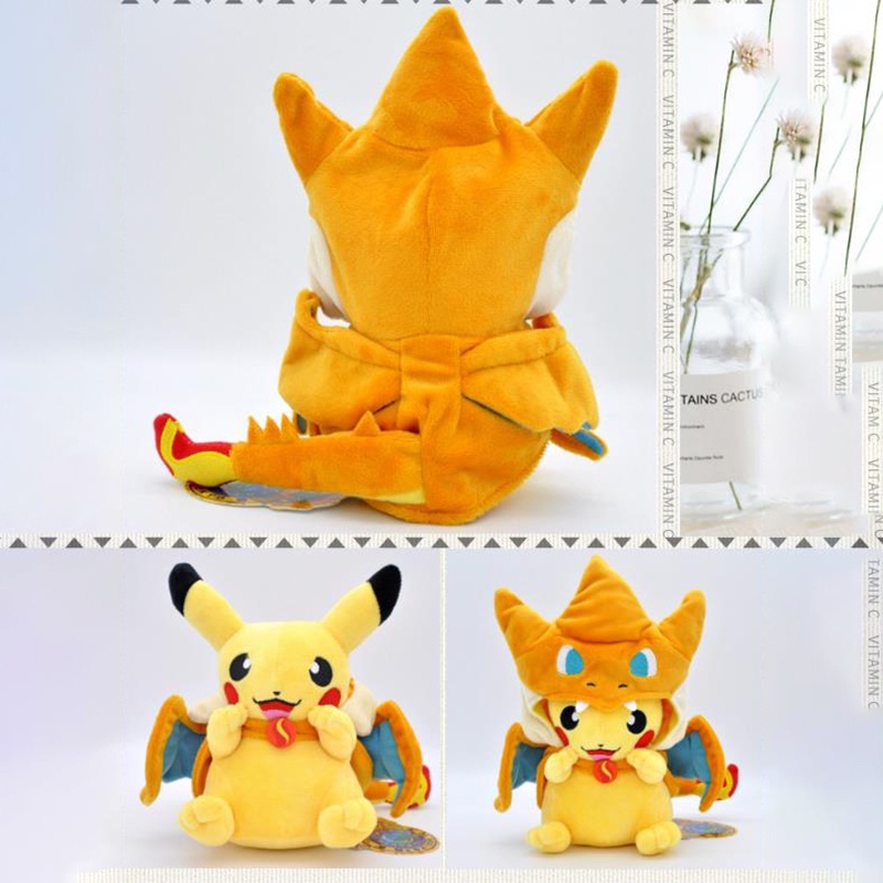 23cm pokemon mega pikachu charizard x & y cosplay peluche animais furry ...