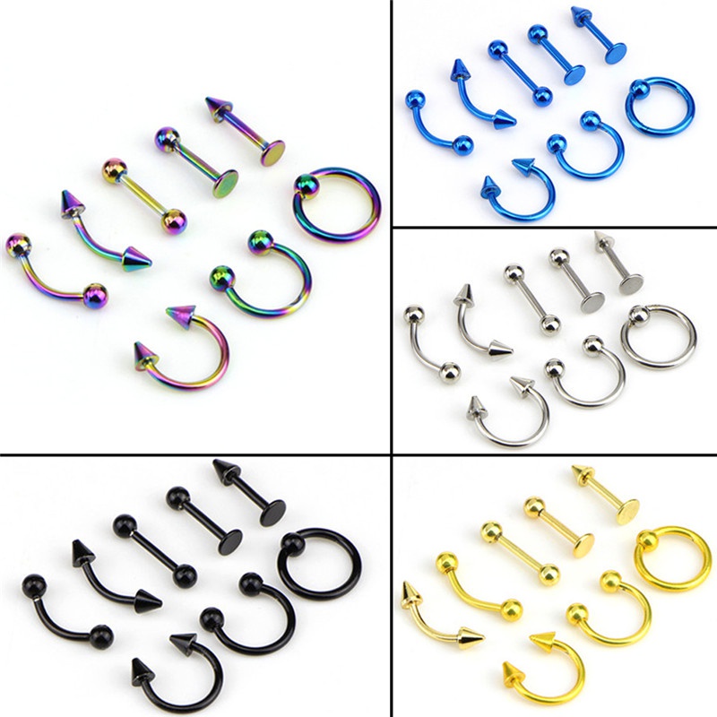 Juego De Piercings De 8 Piezas De 16 G Mezclados De Barra De Bola De ...