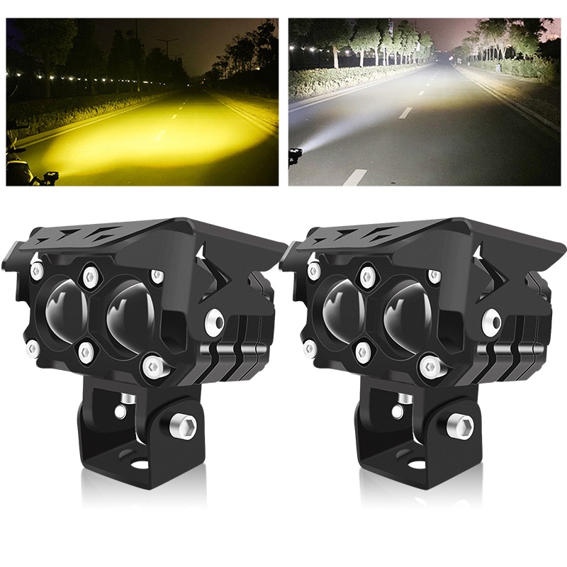 Faros De Lupa LED Alta/baja Blanca+Amarillo Doble Color Spot Luz Para Auto Moto 80W,Focos Led ...