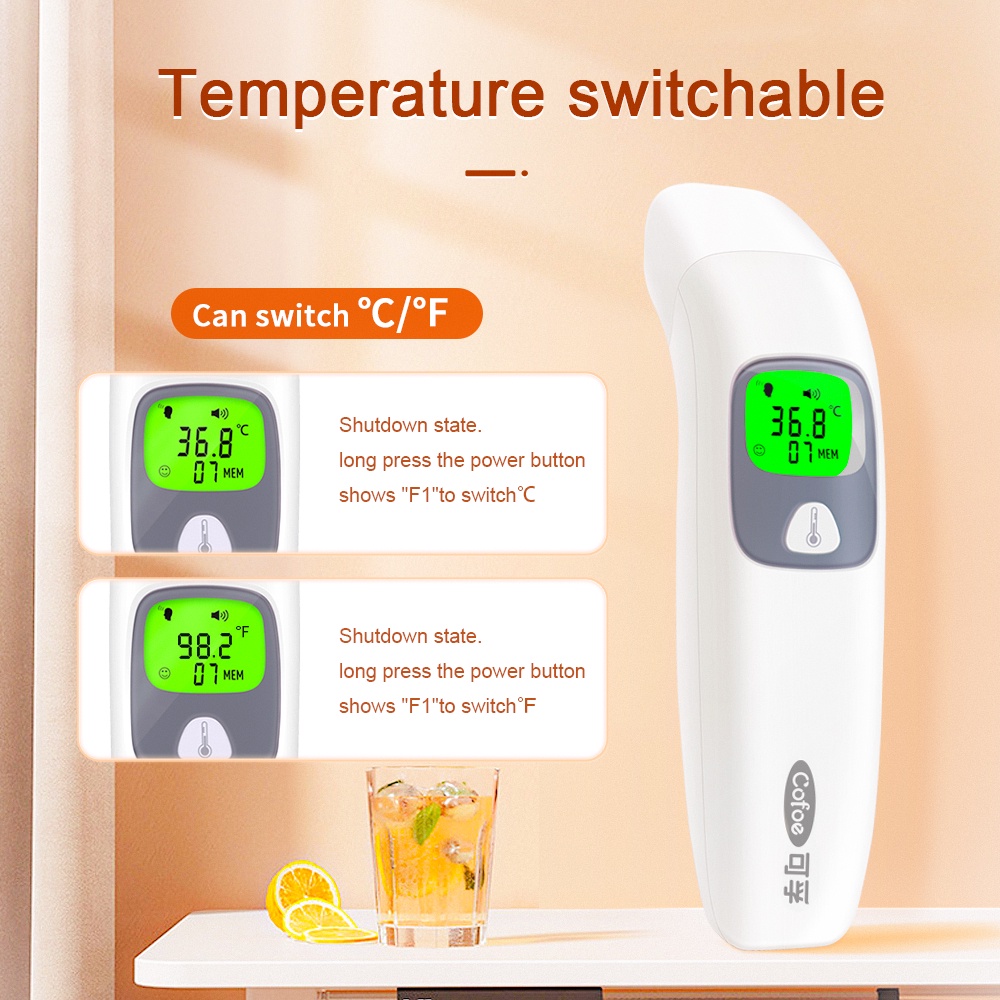 Cofoe 2 En 1 Termómetro Electrónico Digital Para La Fiebre Sin Contacto Frente Y El Oído Escáner ...