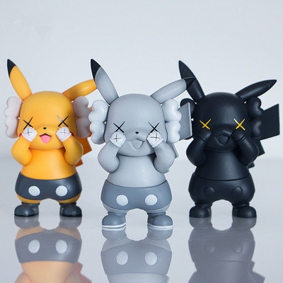 10 cm Pokemon Pikachu cos Kaws amarillo negro gris PVC figura | Shopee ...