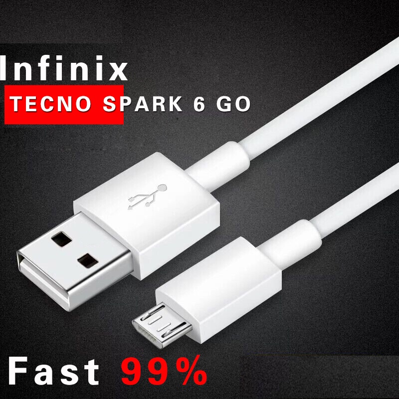 Para TECNO SPARK 6 GO cable Micro Usb Línea De Datos 100 % Cobre Puro ...