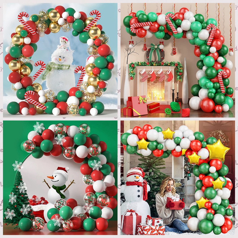 Kit De Arco De Globos De Navidad Caja Roja De Oro Caramelo Guirnalda ...