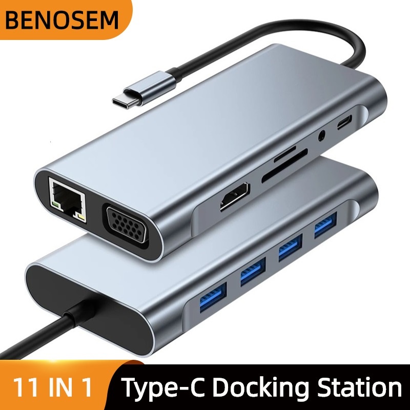 Benosem 11 en 1 nuevo tipo c a usb-c hub dock station usb 3.0 puerto 4k ...