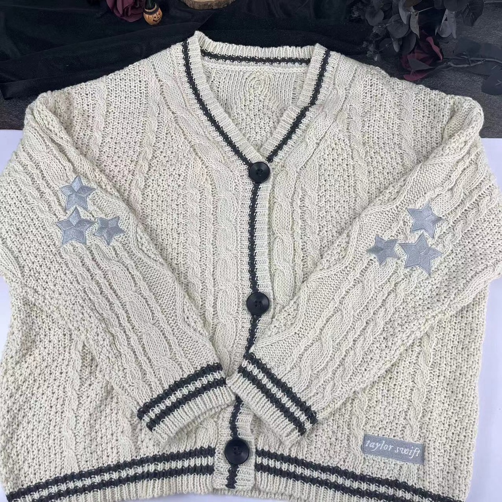 Cream Edición Limitada 2022 Límite Venta Moda Estrella Bordado Cárdigan ...