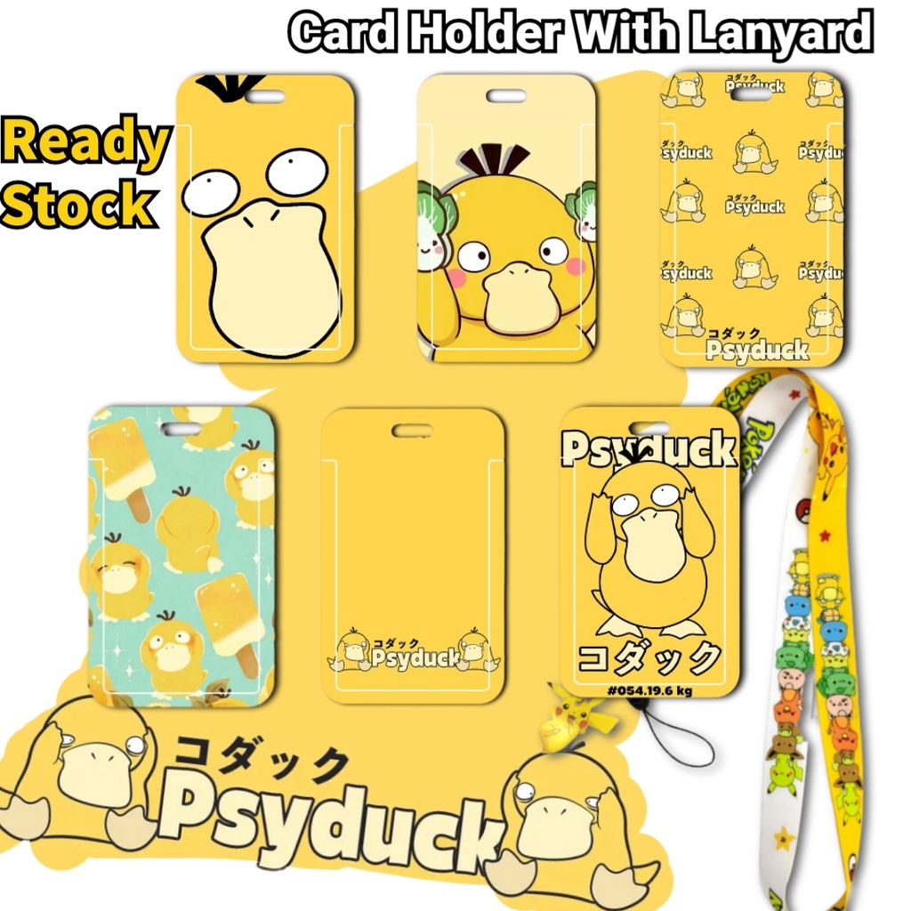Pokemon Psyduck titular de la tarjeta con cordón de dibujos animados de japón titular de la ...