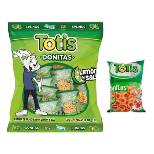 TOTIS DONITAS DE SAL Y LIMON 25 piezas FRITURAS BOTANAS | Shopee México
