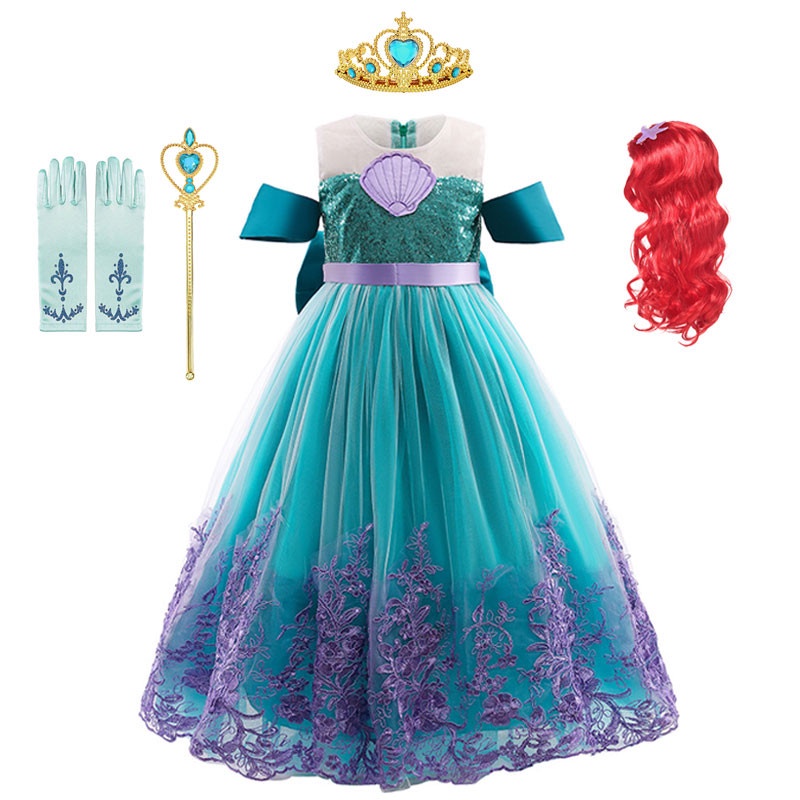 Sirena Ariel Princesa Niña Vestido De Cosplay Disfraces De Los Niños De ...