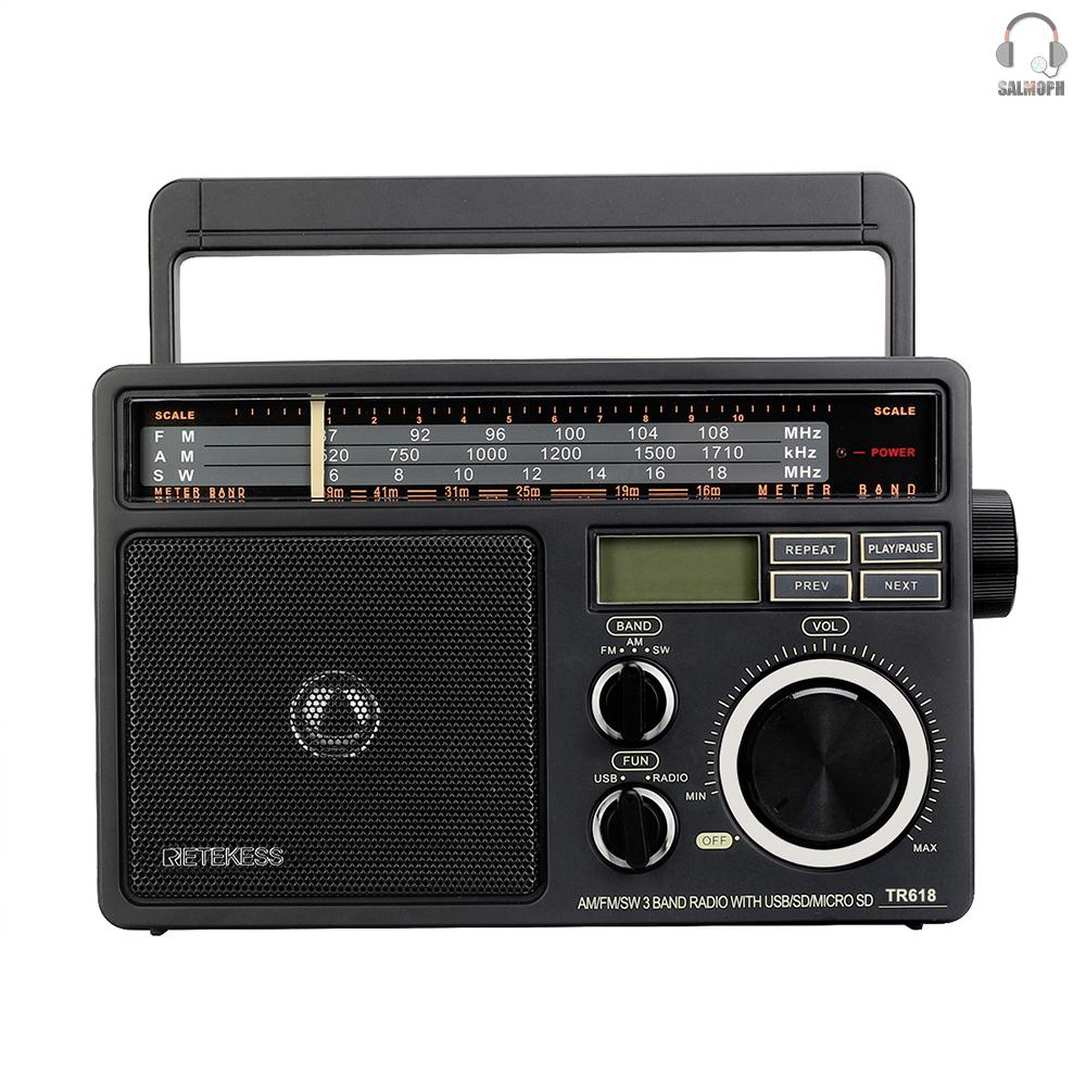 Retekess tr618 fm/am/sw 3 band radio portable radio receiver with usb ...