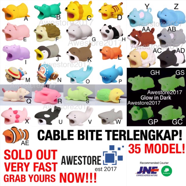 Cable BITE Glow In The Dark Cable Protector de datos Iphone Samsung Lightning Protector | Shopee ...
