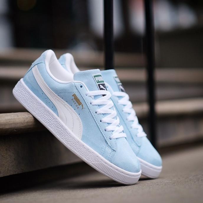 Puma Suede Classic mujer azul hielo blanco zapatos | Shopee México