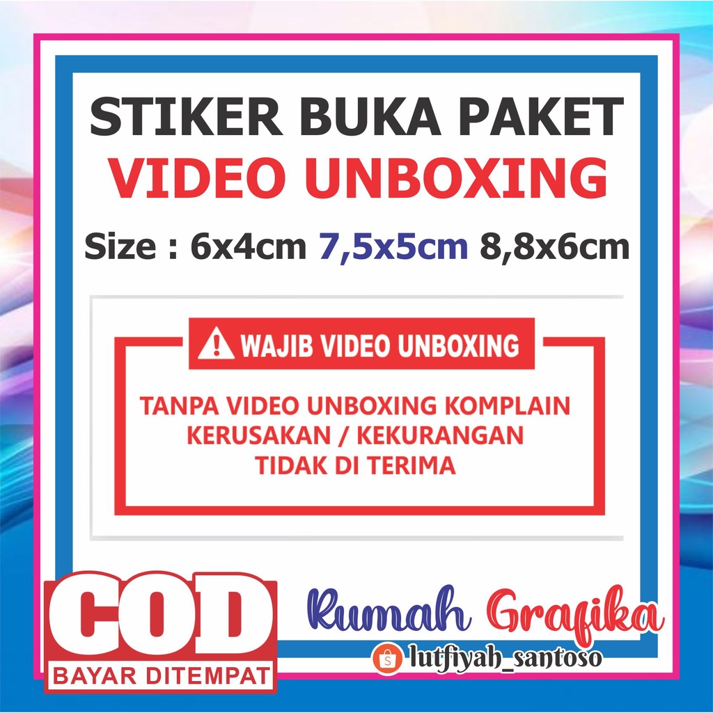Pegatinas de Video Unboxing / etiquetas de advertencia paquete abierto / paquete Olshop | Shopee ...