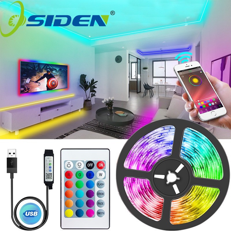 5M USB luces led bluetooth control RGB 2835 luz flexible led tv ...