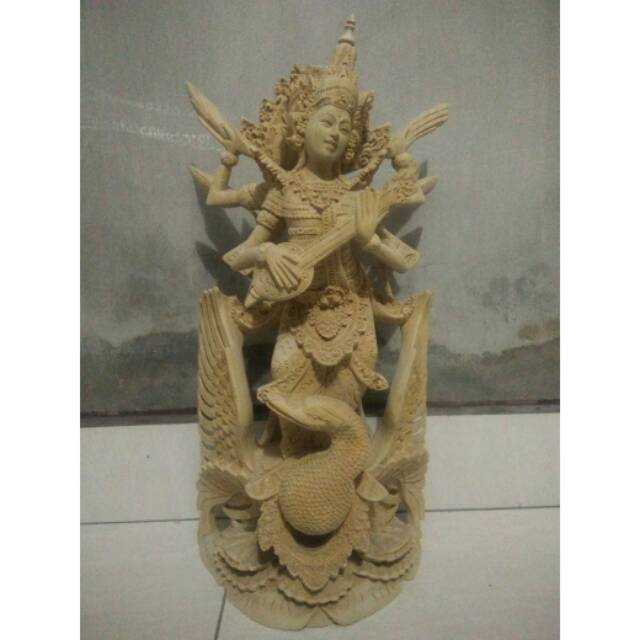 Escultura bali tallada diosa de Saraswati 40cm | Shopee México