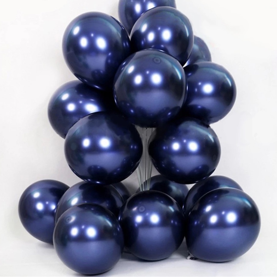 10 Pzs Globos Metálicos Azules Claros De Látex Azul Marino Para Fiesta ...