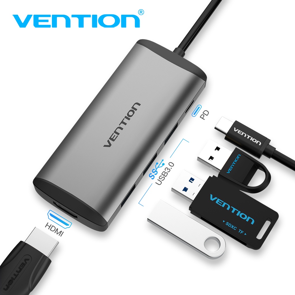 Vention USB C HUB 5 En 1 Adaptador Con 4K 2K A HDMI 3 3.0 Puertos PD ... Vention USB C HUB 5 En 1 Adaptador Con 4K 2K A HDMI 3 3.0 Puertos PD ...