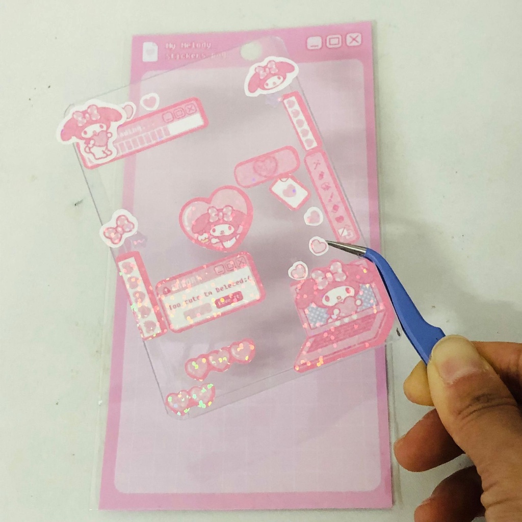 Sanrio ins girl heart goo card sticker cute cartoon flash film laser ...