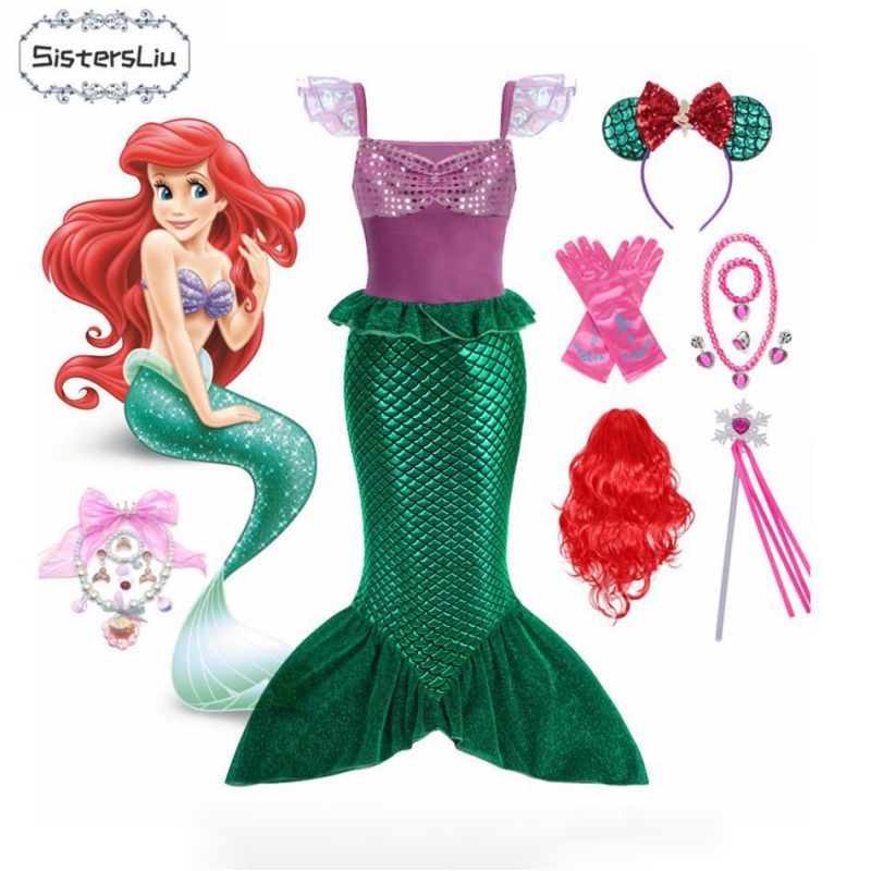 Vestido De Princesa Ariel Disfraz De Cosplay Sirena Para Niños Para ...