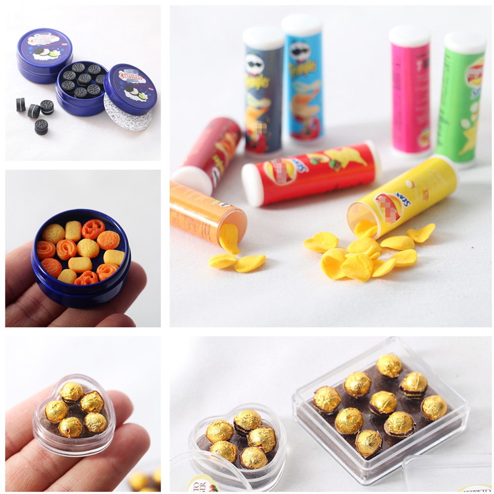 1 : 12 Accesorios De Casa De Muñecas Mini Chocolate/Galletas/Patatas ...