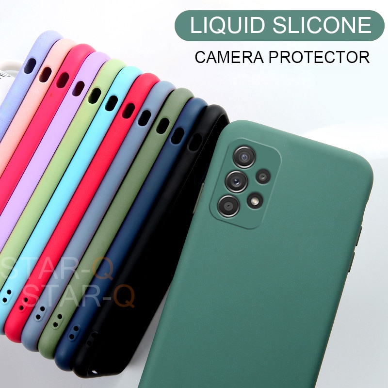 New Upgrade Camera Protector Liquid Silicone Phone Case For Samsung Galaxy A52 A72 A32 4G 5G ...