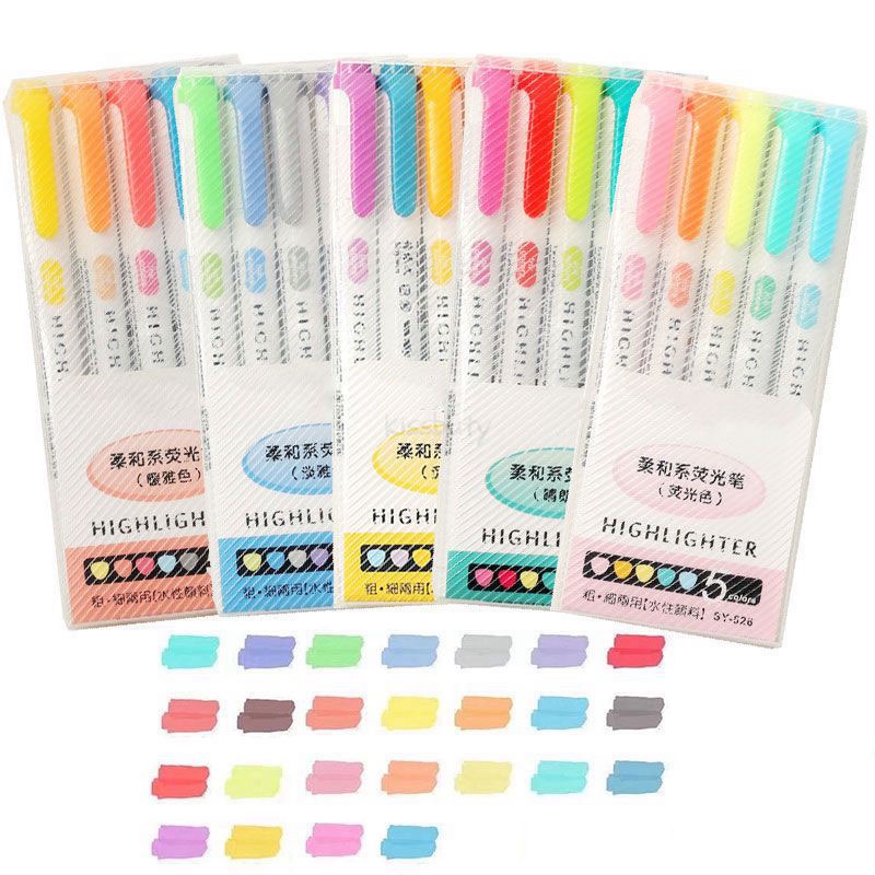 5/10Colors/set Doble Cabeza Mildliner Colores Resaltador Pluma ...
