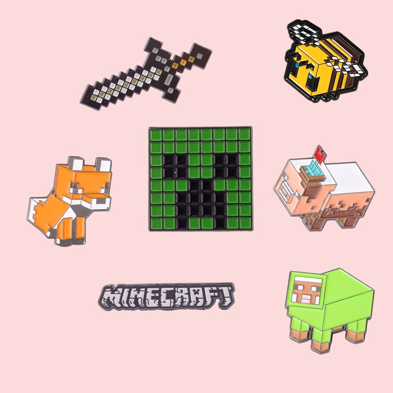 3 Estilos Juego Minecraft Solapa Pin Arma Esmalte Broche De Dibujos ...