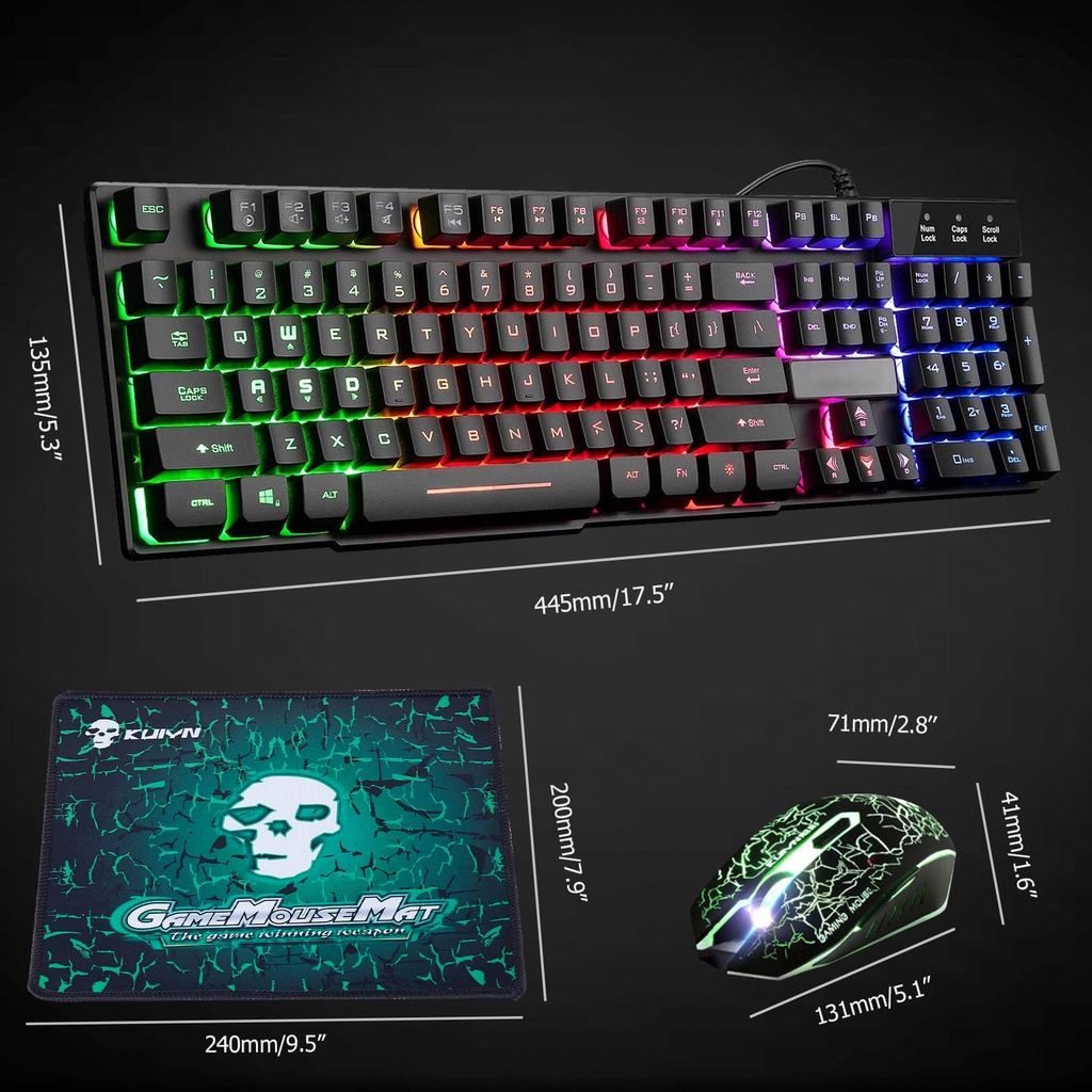 Kit Teclado Mouse Gamer Profesional El teclado RGB de 104 Teclas Mouse ...