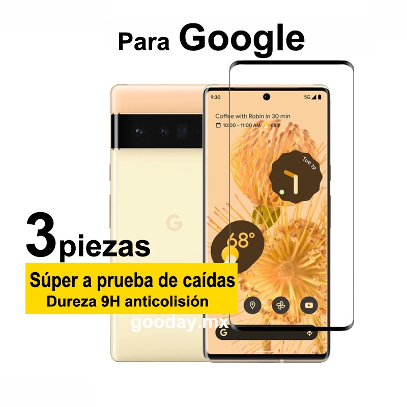Mica Celular Google Pixel 6 Pro Protector de pantalla 3 piezas 9D vidrio Cristal templado para ...